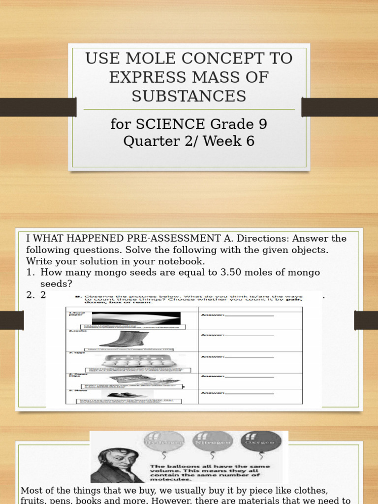 Use Mole Concept To Express Mass of Substances | PDF | Mole (Unit ...