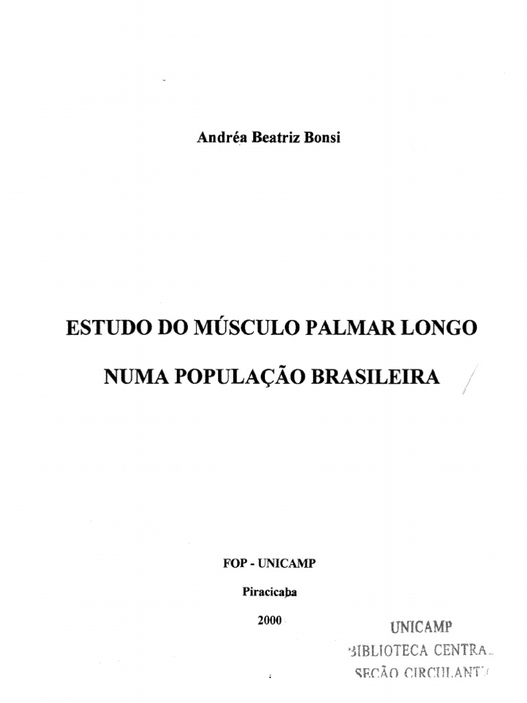 Estudo do Músculo Palmar Longo no Brasil | PDF | Músculo | Morfologia ...