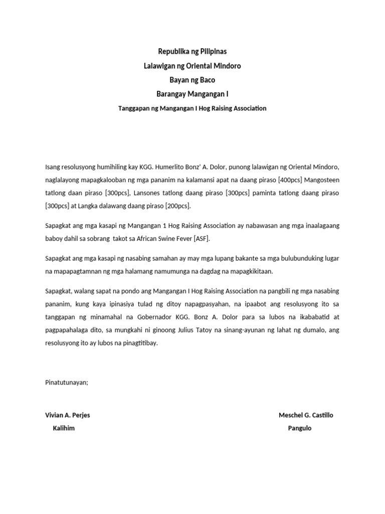 Hog Raising Association Reso | PDF