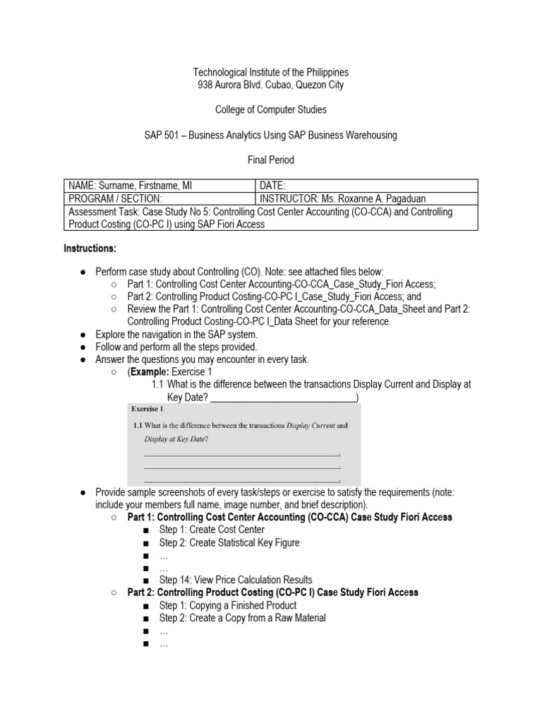 SAP Fiori Cost Accounting Case Study | PDF | Computing