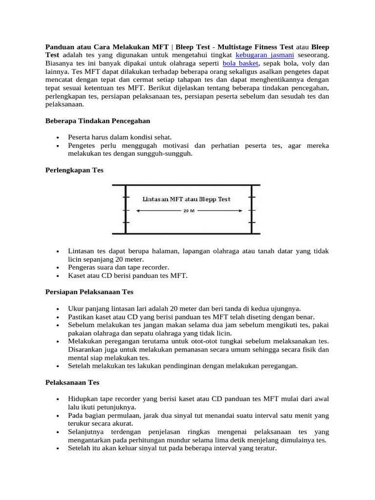 Panduan Atau Cara Melakukan Bleep Test | PDF | Kesehatan Holistik