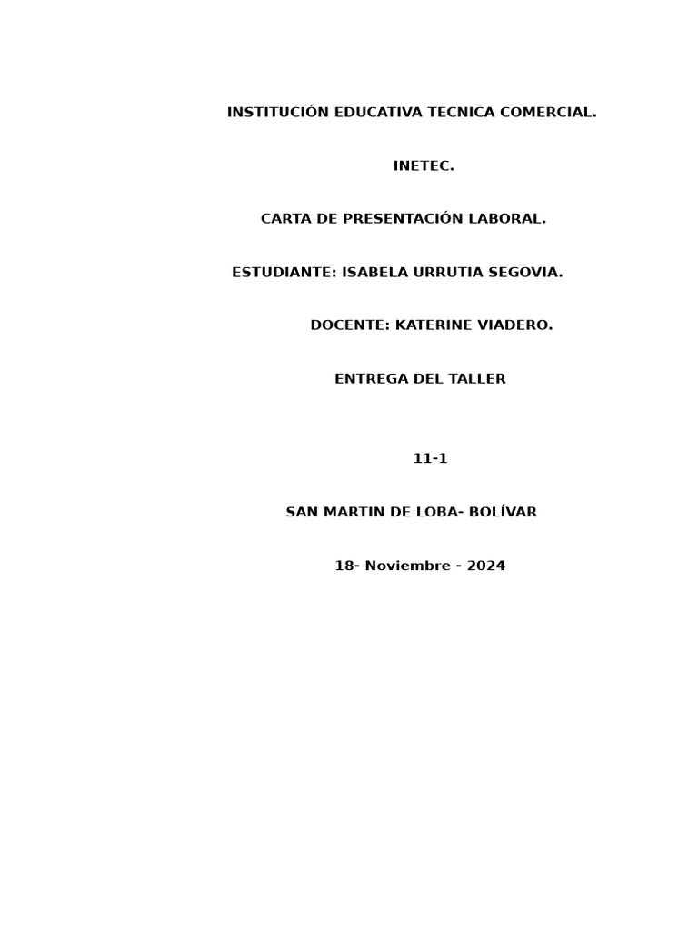 Carta de Presentación Isabela | PDF