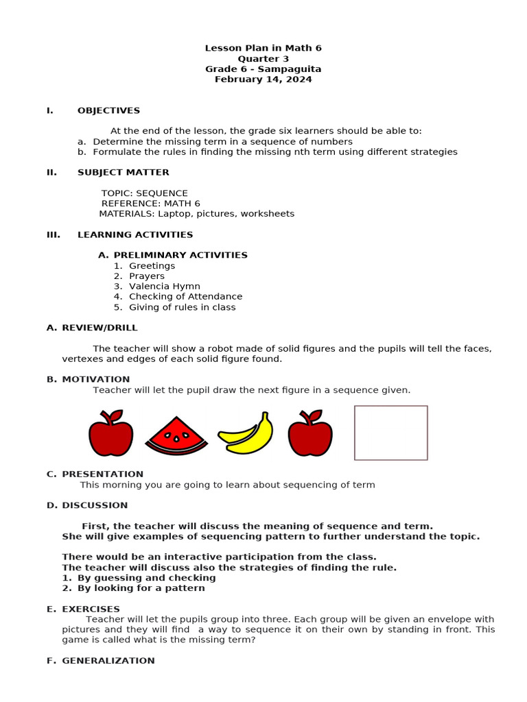 Lesson Plan in MATH 2024 | PDF | Lesson Plan | Teachers