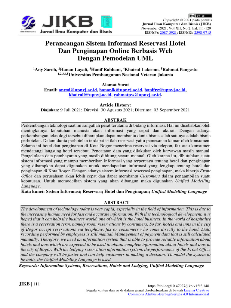 Perancangan Sistem Informasi Reservasi H | PDF | Komputer