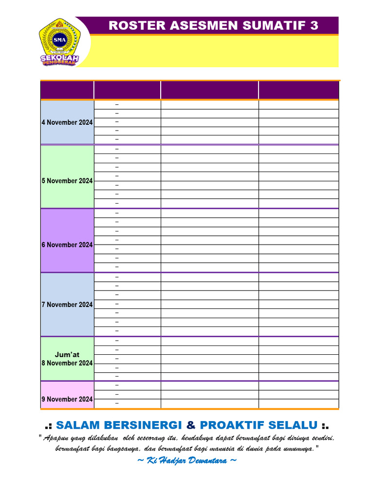 Jadwal Asesmen Sumatif 3 Sem1 2024 2025 | PDF