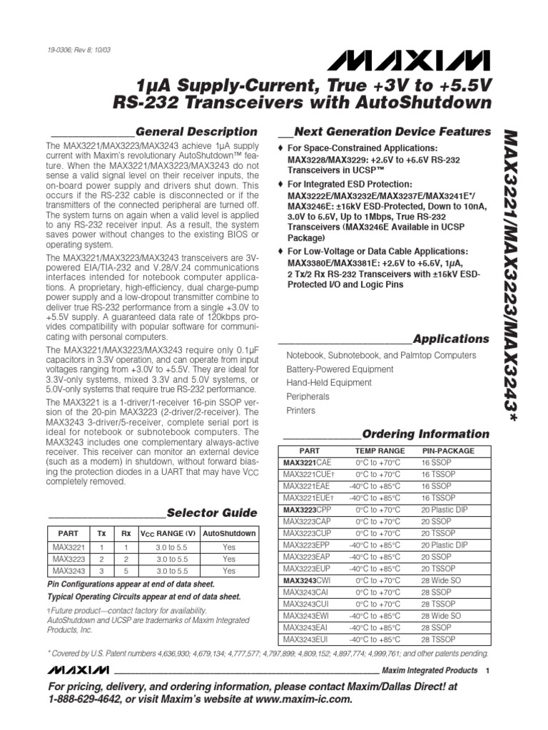 Max 3243 | PDF | Capacitance | Input/Output