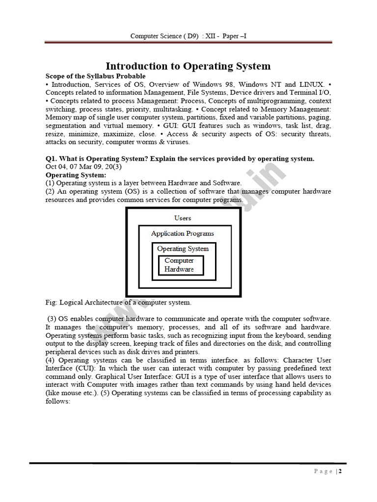 CS 1.1 | PDF | Process (Computing) | Operating System