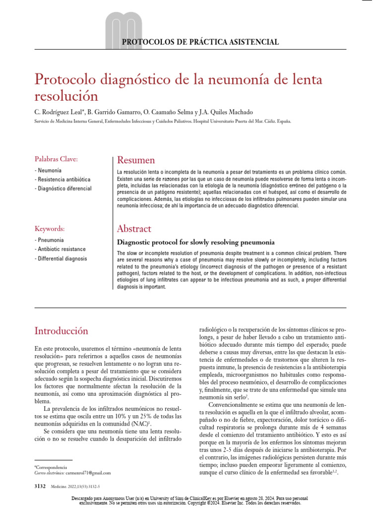Protocolo Diagnóstico de La Neumonía de Lenta | PDF | Neumonía | Salud pública