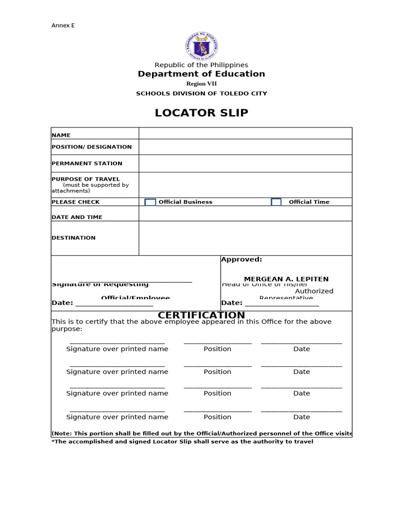 Locator Slip 2023 | PDF
