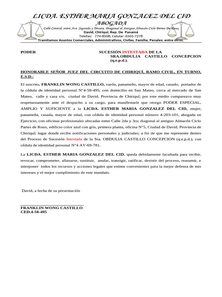 Sucesion Intestada de La Sra. Obdulia Castillo | PDF | Panamá ...