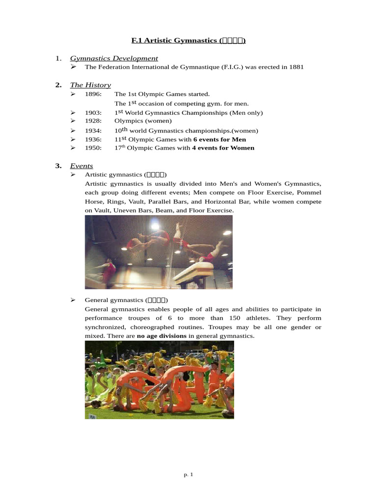 Artistic Gymnastics - F1 | PDF | Gymnastics | Athletic Sports