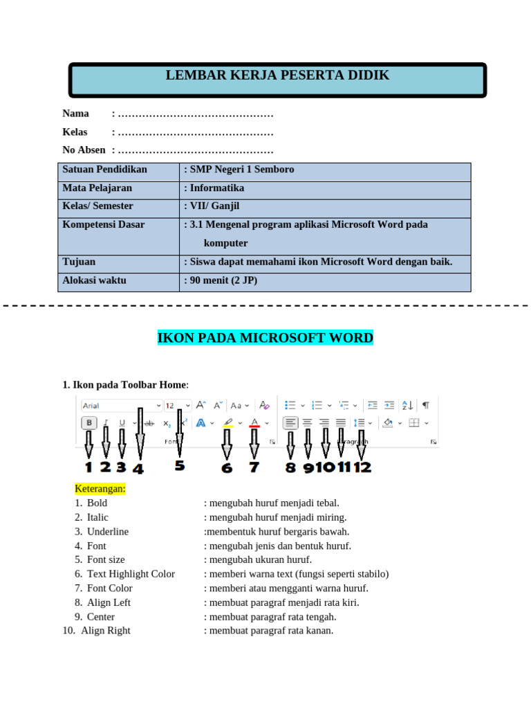 Ikon Penting di Microsoft Word untuk Siswa | PDF