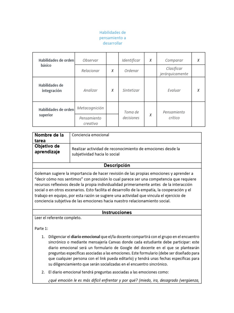 Actividad Evaluativa Eje 3N-1 | PDF | Las emociones | Experiencia