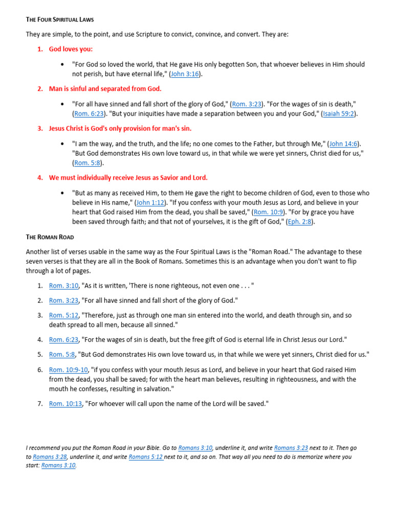 The Four Spiritual Laws | PDF | Eternal Life (Christianity) | Epistle ...