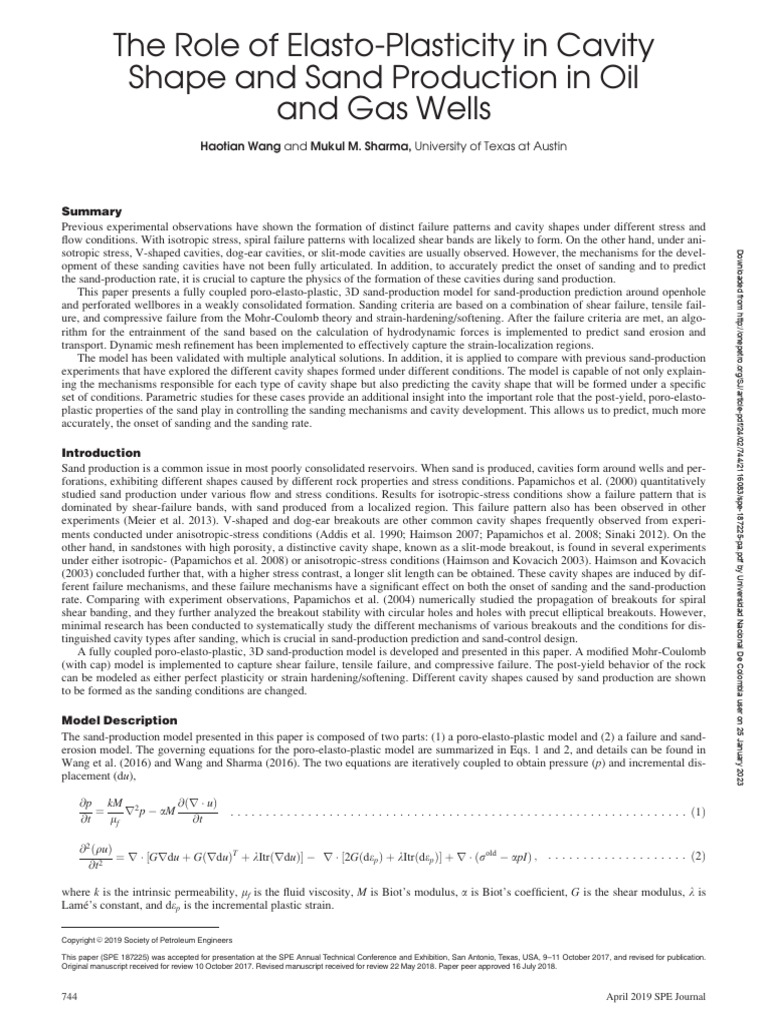 SPE-187225-PA-The Role of Elasto-Plasticity in Cavity Shape and Sand Production in Oil and Gas ...