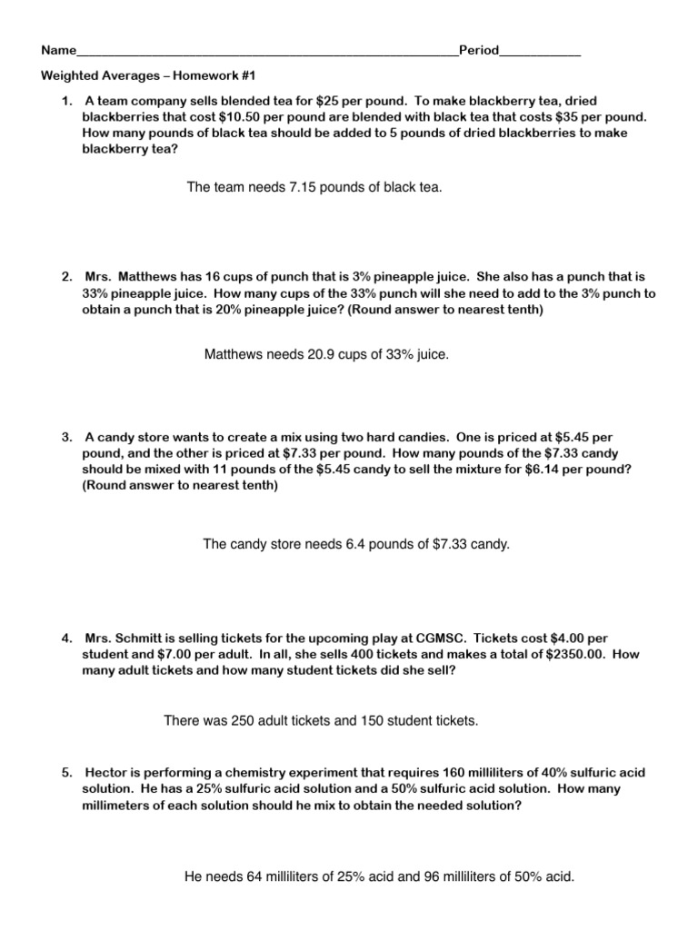 Weighted Averages Ws 1 2022 | PDF