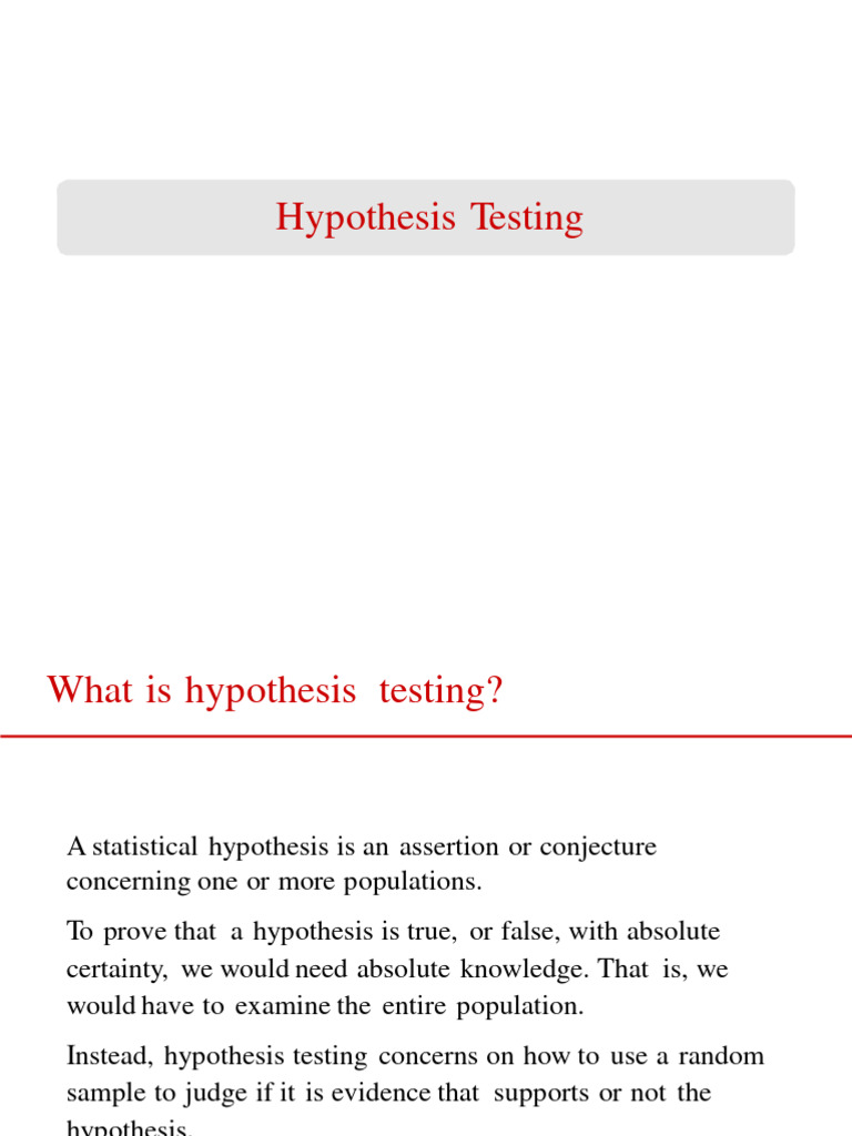 Hypothesis Testing | PDF | P Value | Hypothesis Hypothesis Testing | PDF | P Value | Hypothesis