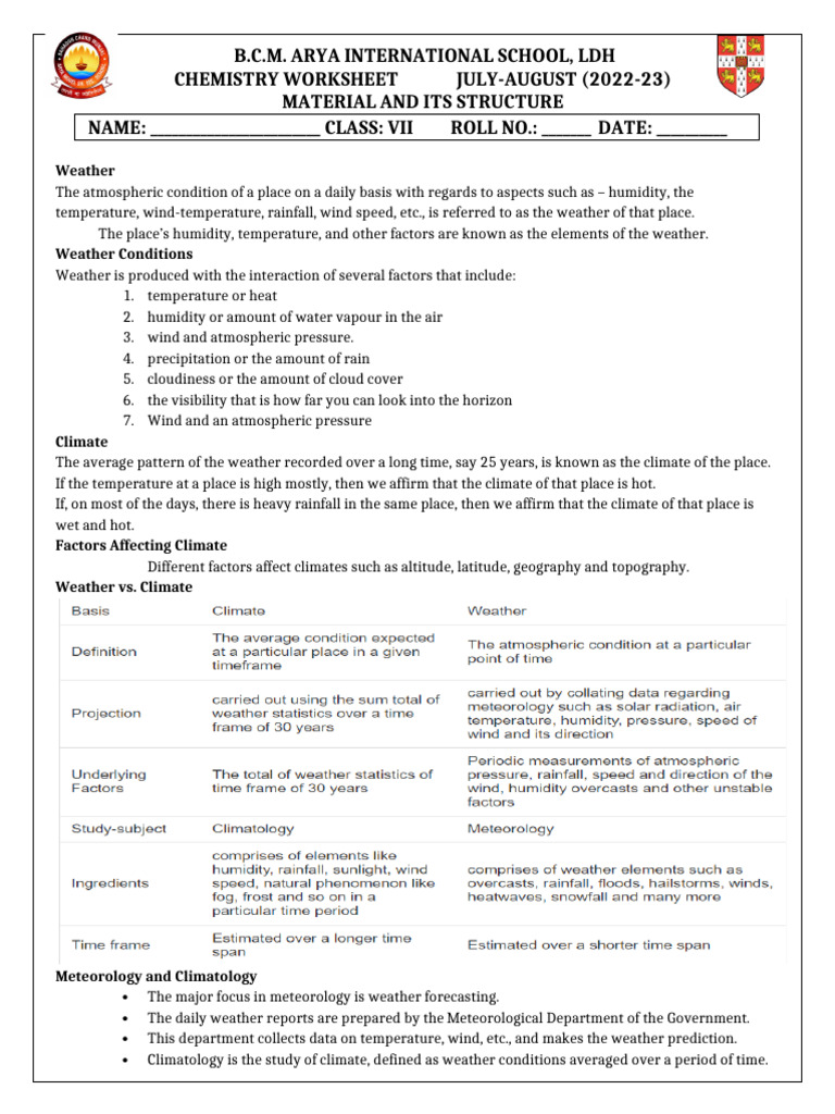 24-c-3779-CLASS 7 MATERIAL CH-5PHYSICS Notes NB | PDF | Ice Age | Weather