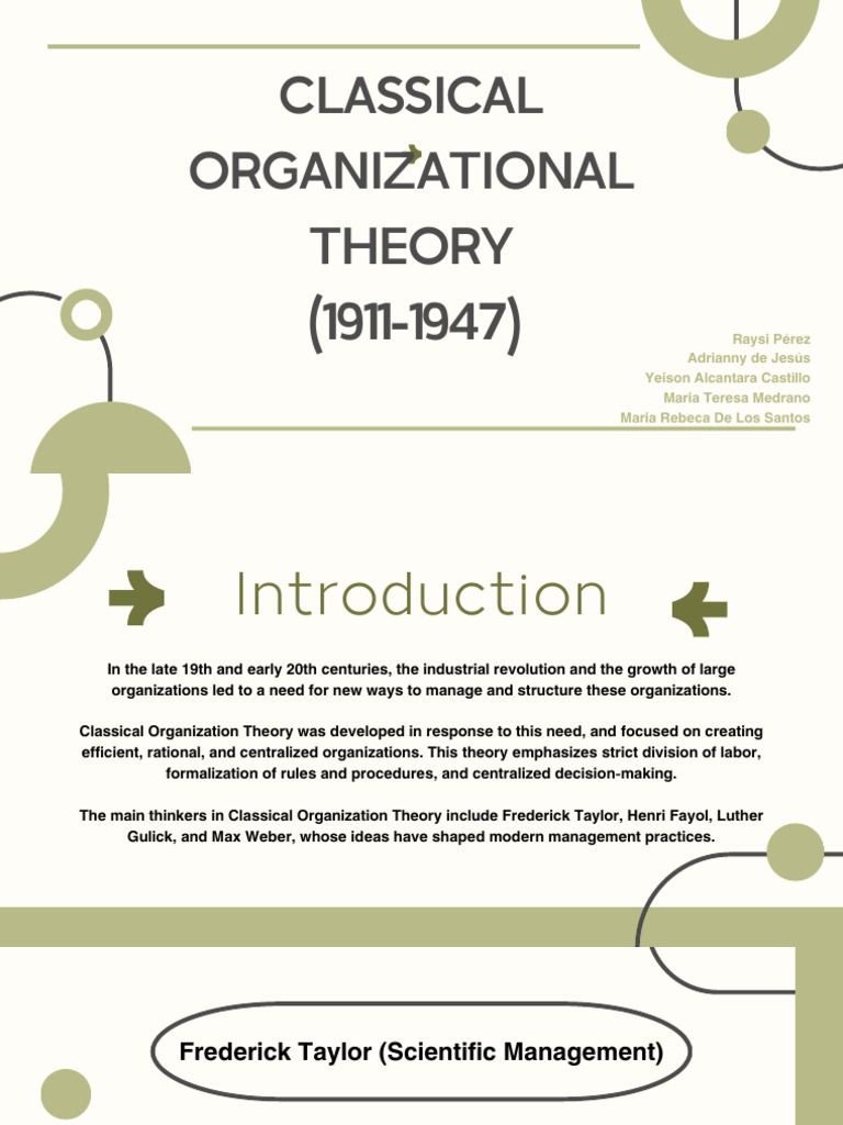 Classical Organizational Theory (1911-1947) Group 1 | PDF | Bureaucracy ...