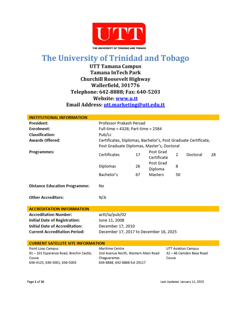 The University of Trinidad and Tobago | PDF | Engineering | Master's Degree