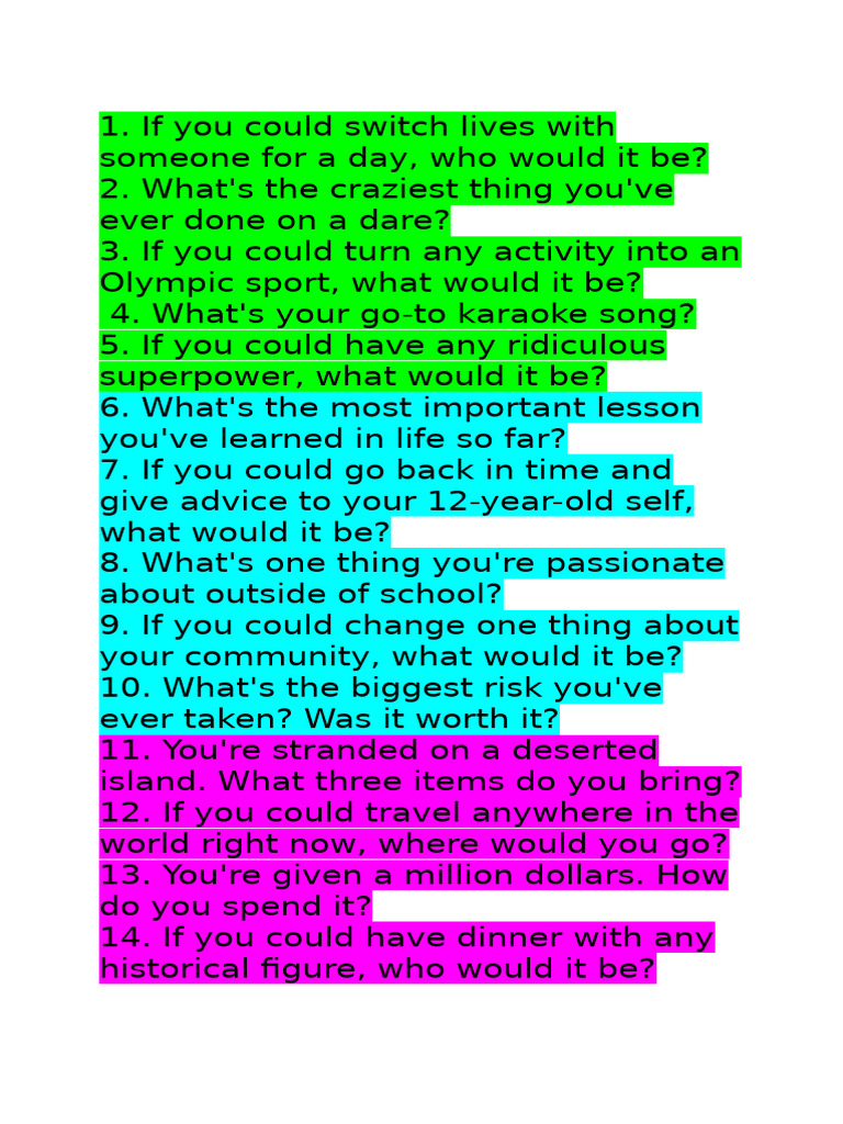 Impromptu Questions | PDF | Travel