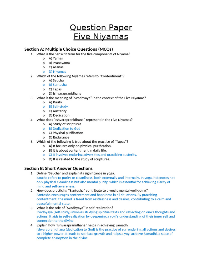 Understanding the Five Niyamas in Yoga | PDF | Yoga | Disciplines