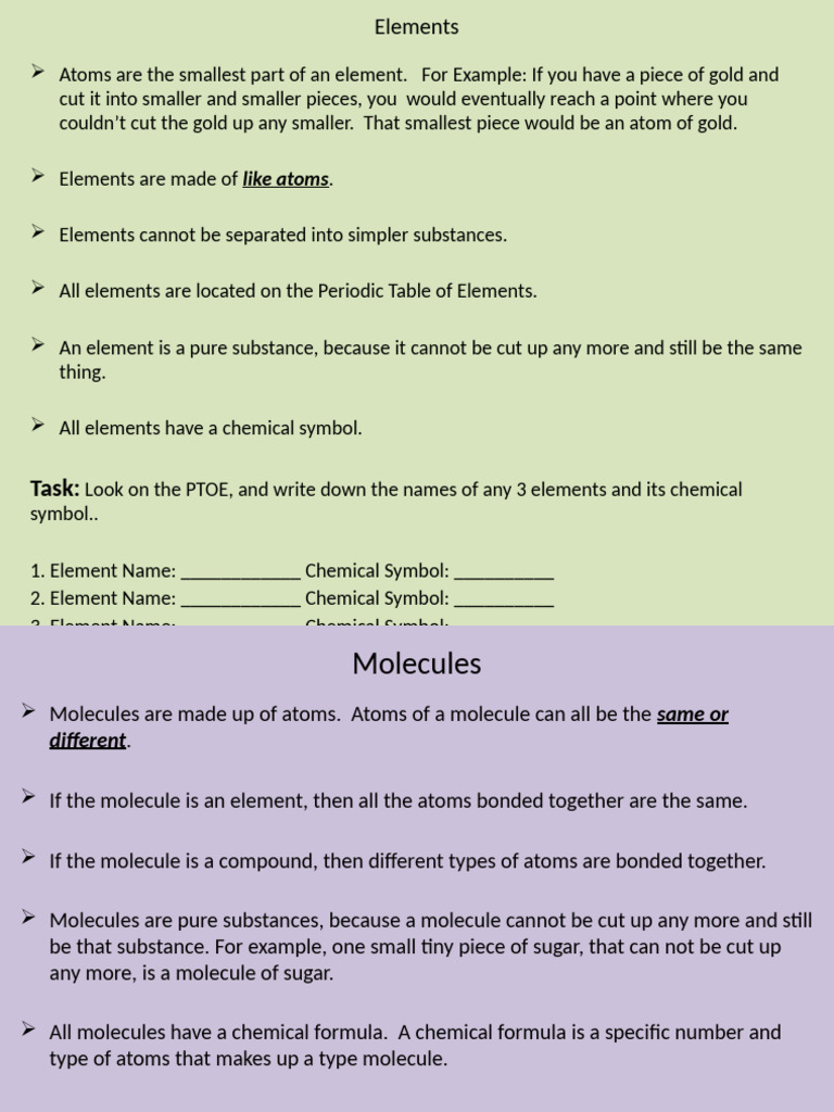 Elements Molecules Compounds | PDF | Chemical Compounds | Chemical ...