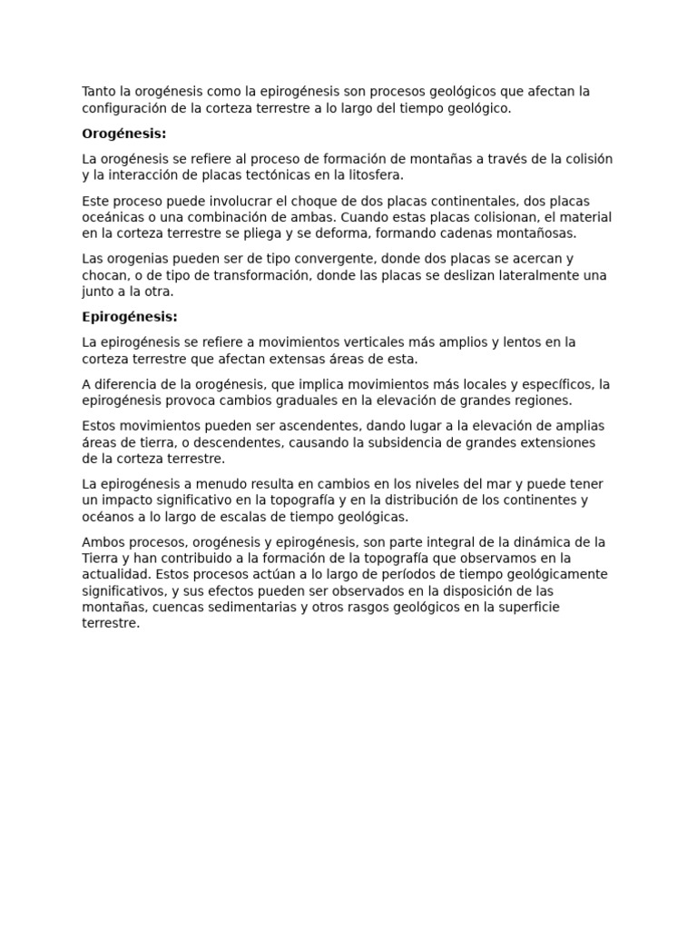 Orogénesis y Epirogénesis: Procesos Geológicos | PDF