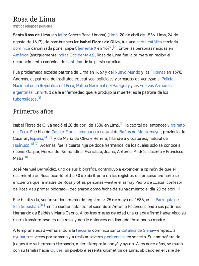 Biografía de Santa Rosa de Lima | PDF | Iglesia Católica