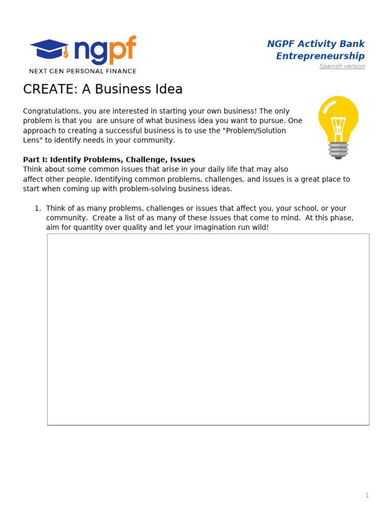 CREATE - A Business Idea | PDF | Brainstorming | Cognitive Science