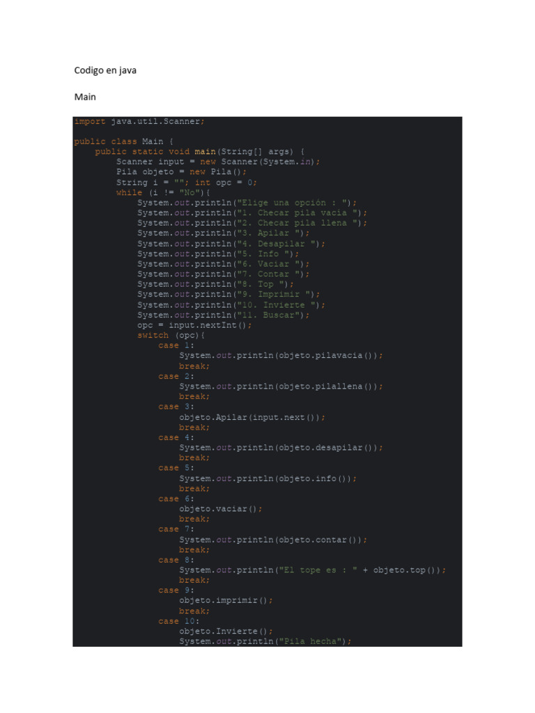 PRACTICA 3.1 Pila Estática | PDF | Programación de computadoras | Ingeniería de software