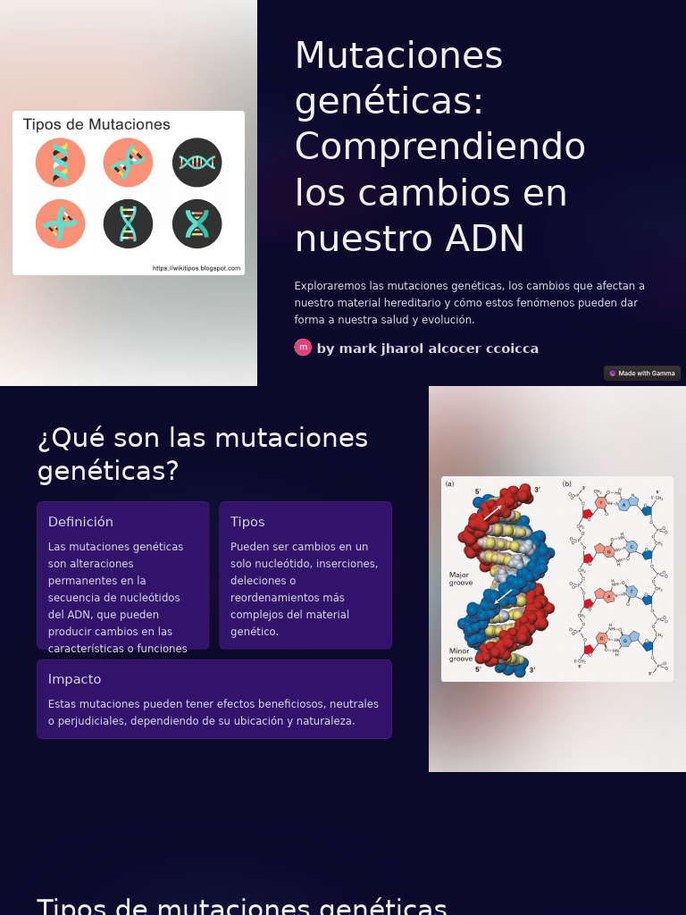 Mutaciones Geneticas Comprendiendo Los Cambios en Nuestro ADN | PDF | Mutación | Adn