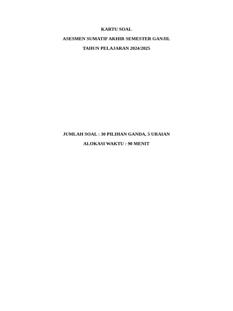 Form Kartu Soal Asas Ganjil | PDF