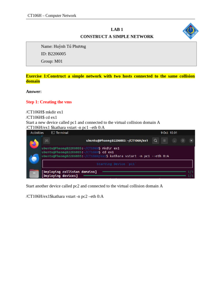B2206005 HuynhTuPhuong Lab1 | PDF | Internet Protocols | Network Protocols