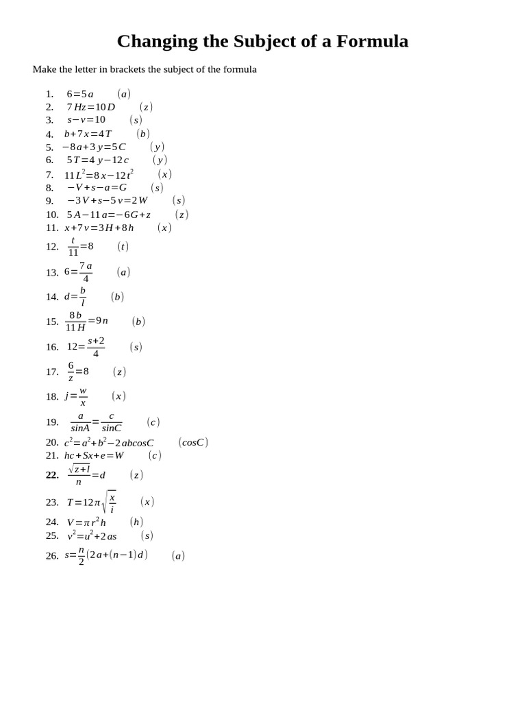 Subject of Formula | PDF