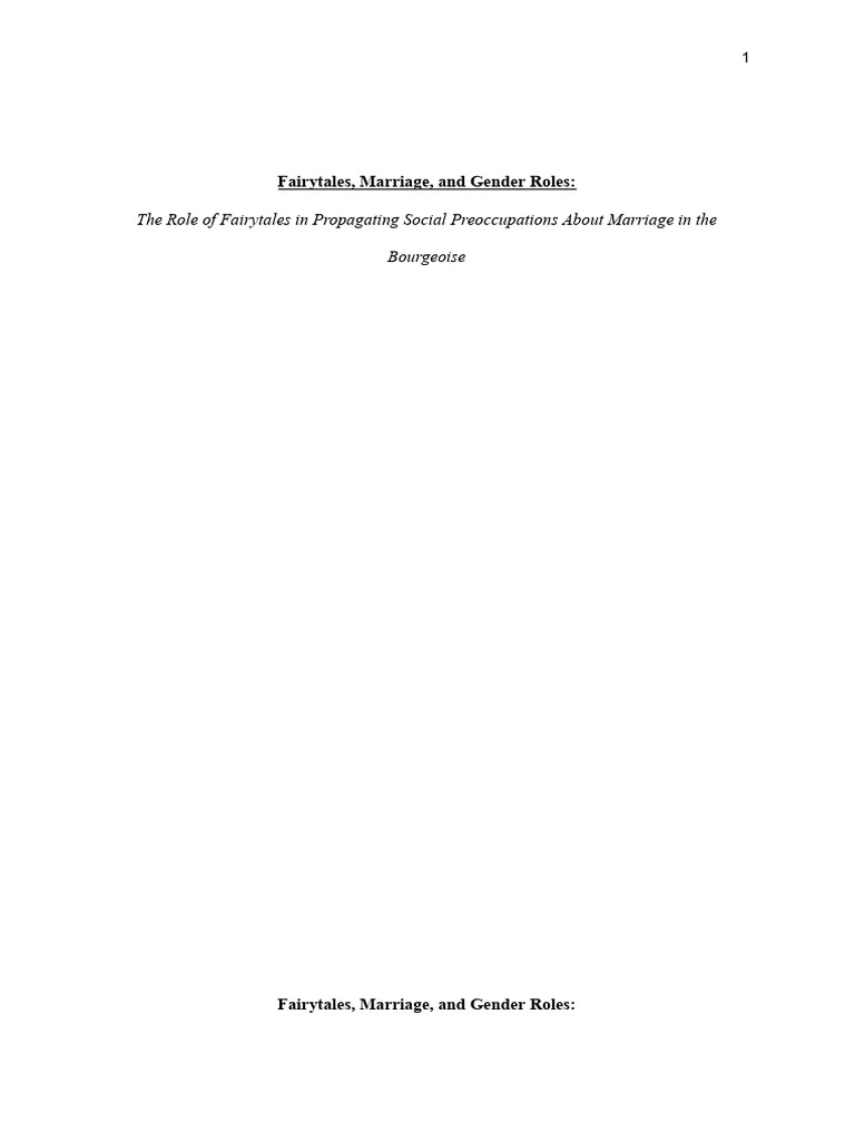 Fairytales, Marriage, and Gender Roles | PDF | Fairy Tales | Cinderella