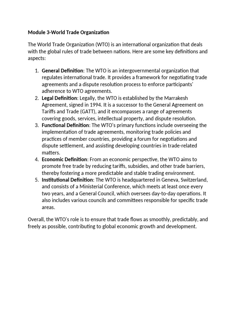 Module 3 - World Trade Organization | PDF | World Trade Organization | Foreign Direct Investment