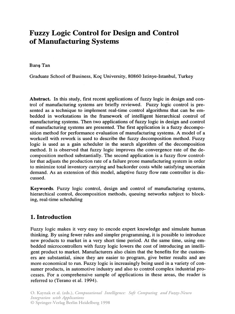 Fuzzy Logic Control For Design and Control of Manufacturing Systems ...