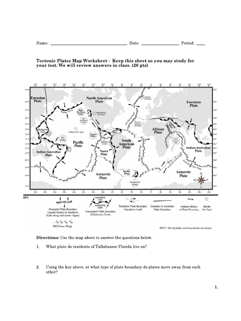 Plate Boundaries Worksheet-6 | PDF