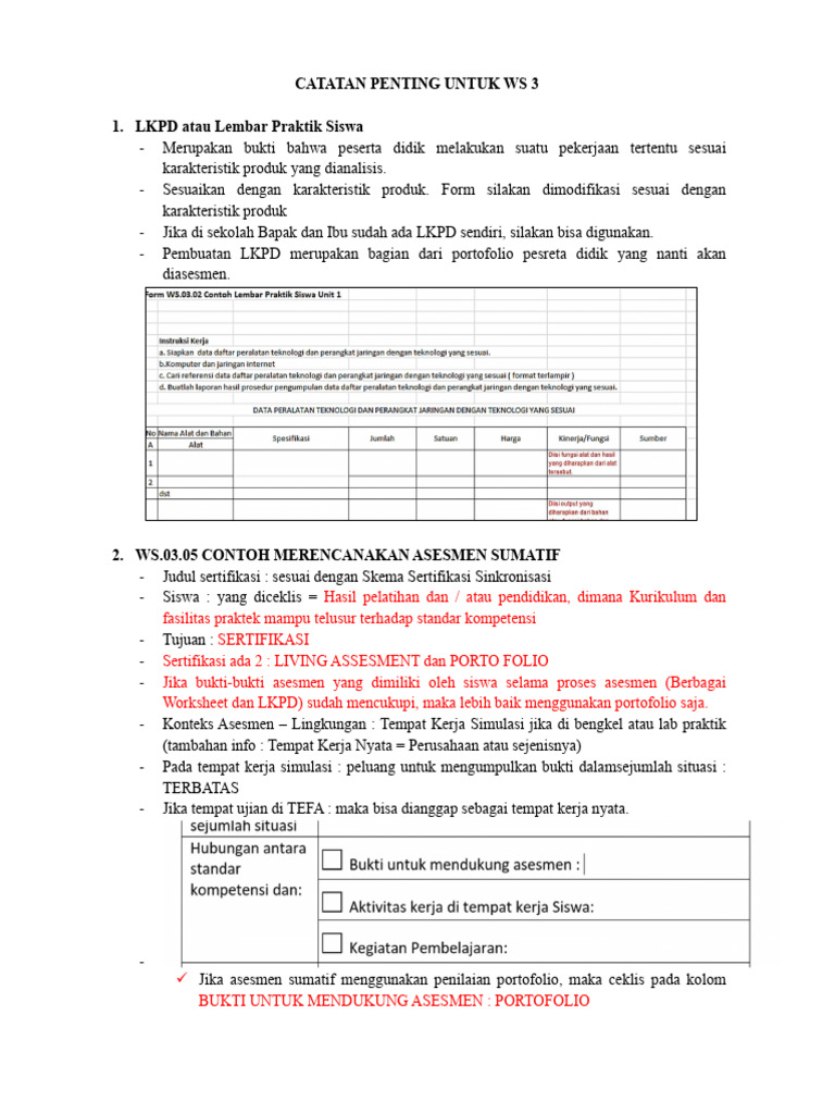 Catatan Penting Untuk Ws 3 Tefa | PDF