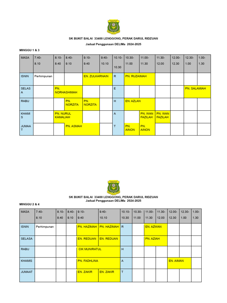 Jadual Waktu Delima | PDF