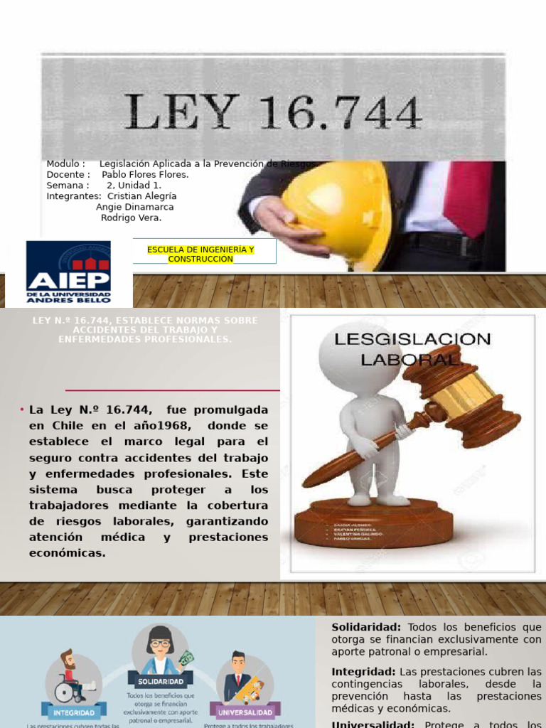 Semana 2 Legislacion Ley 16744 Alegria-Dinamarca Vera | PDF | Seguro ...