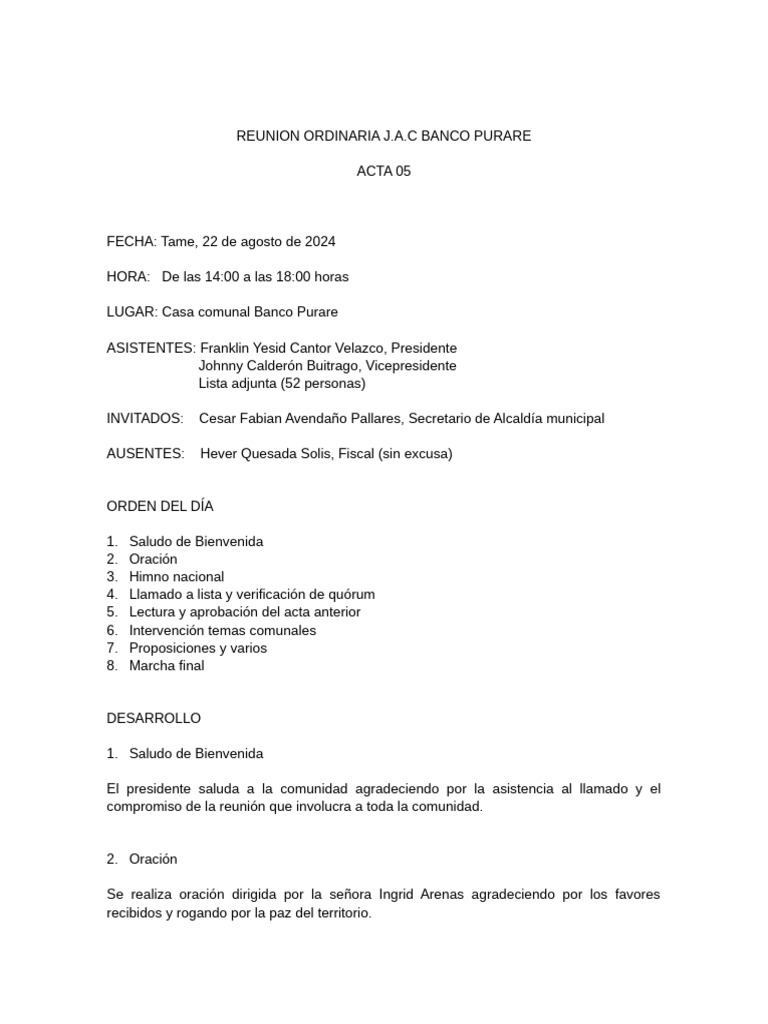 Acta 01 | PDF | Derecho