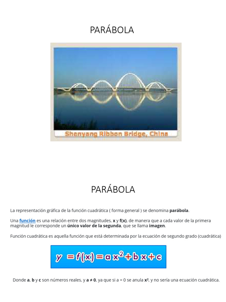 Parabola Completo | PDF | Función (Matemáticas) | Ecuaciones