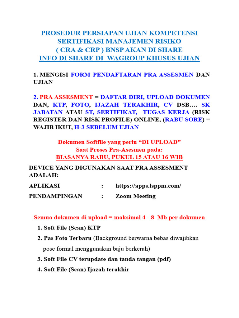 Prosedur Persiapan Ujian Kompetensi Sertifikasi Manajemen Risiko BNSP ...