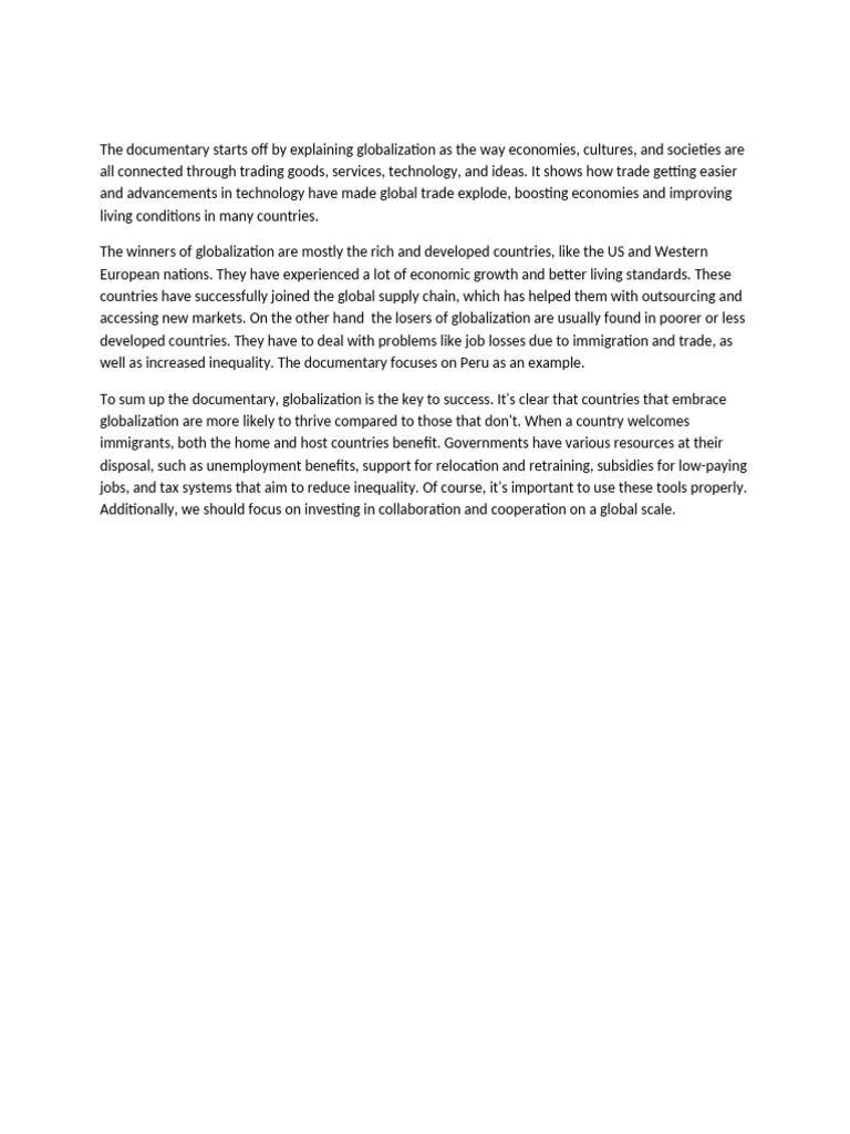 The Documentary - Globalization | PDF