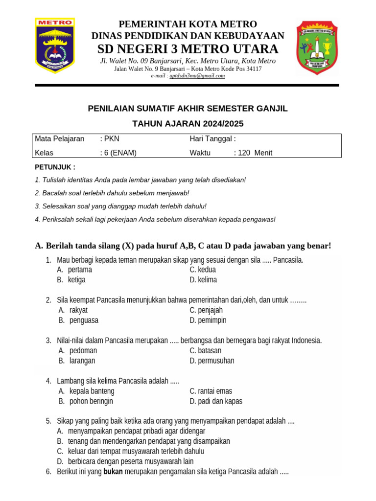 Sas PKN Kelas 6 | PDF
