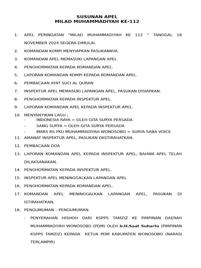 Susunan Apel Milad Final | PDF