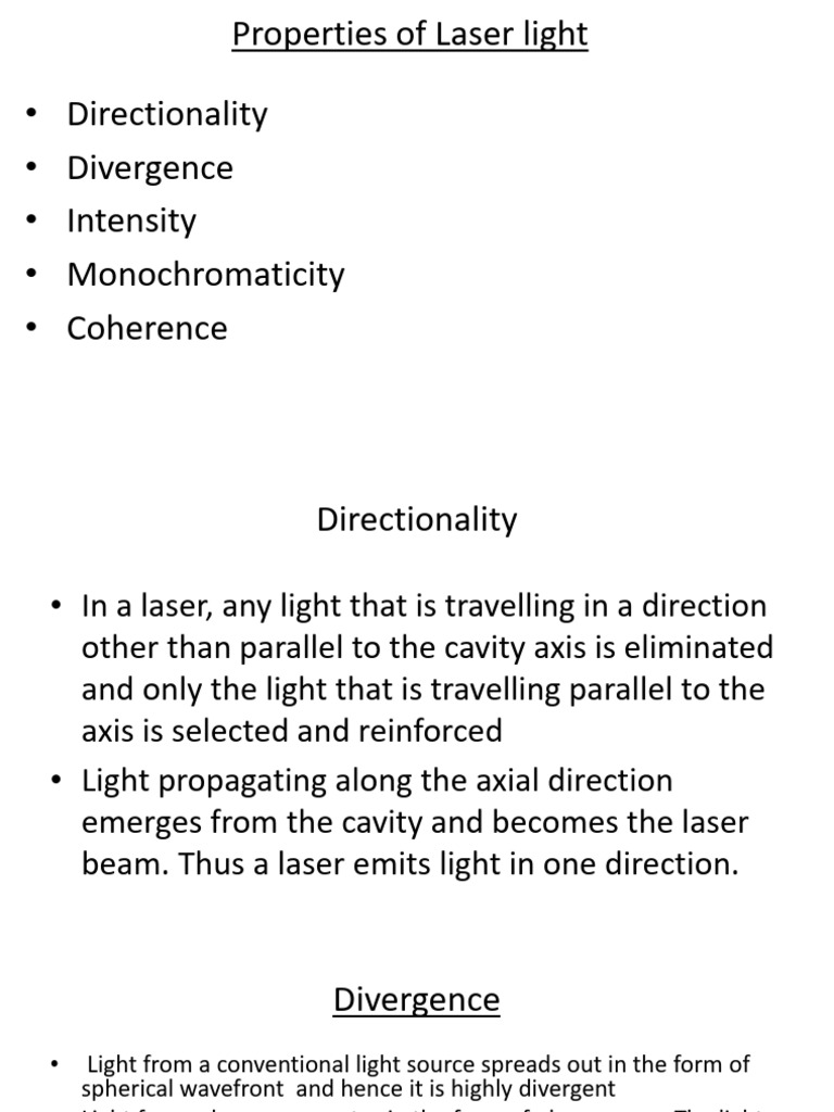 Properties of Laser Light | PDF | Coherence (Physics) | Laser