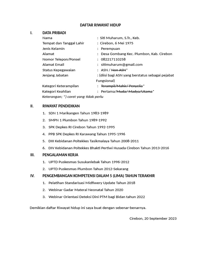 CONTOH DRH Arum | PDF